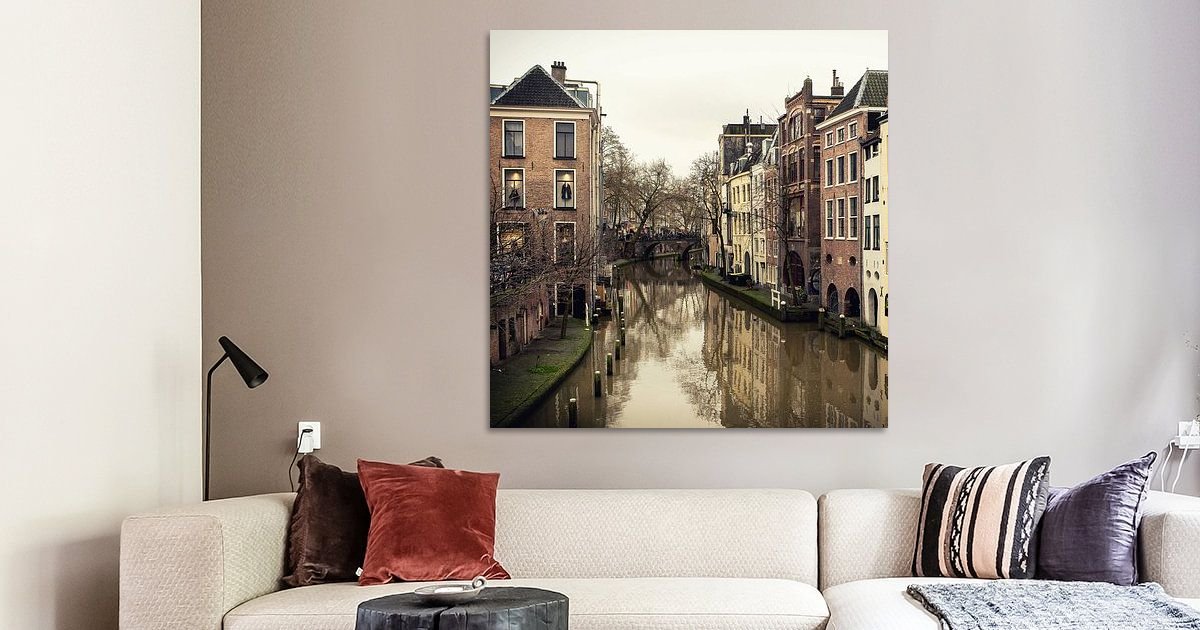 Zicht op de Oudegracht in Utrecht vanaf de Maartensbrug (vierkant) van André Blom Fotografie ...